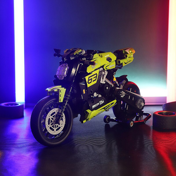 NEW 836Pcs Model Building Blocks MOC Motorcycle Racing Bricks Diy Toys ...