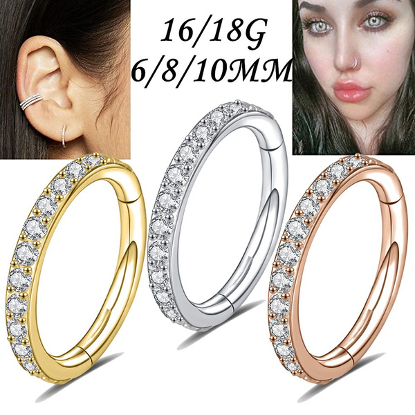 1 Piece 6/8/10mm Zircon Nose Rings Stainless Steel Cartilage Earrings ...