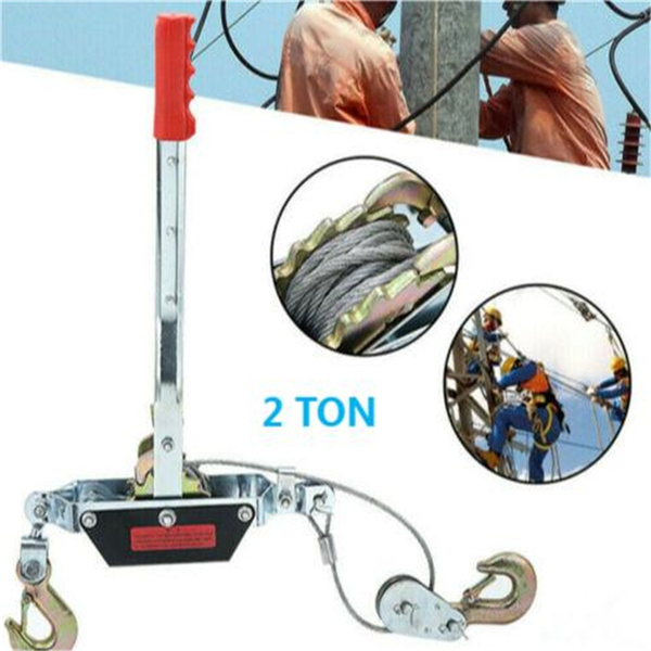 2T Heavy Duty Wire Rope Tightener, Steel Hand Power Puller with Double ...