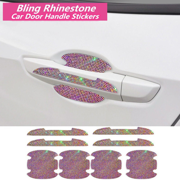 4/8PCS Rhinestone Car Door Handle Stickers Bling Car Accessories ...