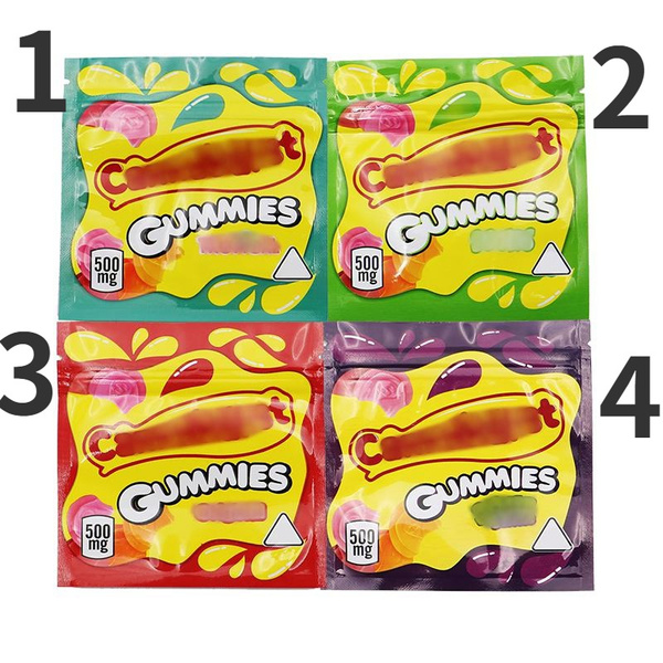 4 types 500mg Cannaburst gummmies packaging bags empty edible mylar ...