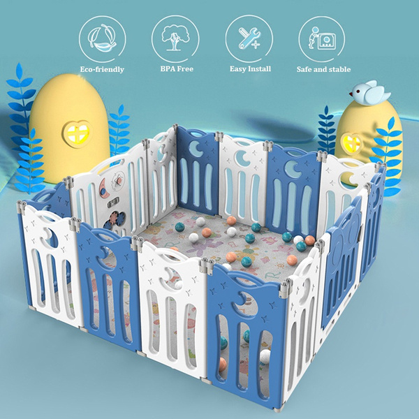 Foldable Baby Fence Indoor Playground Park Kids Safety Guardrail ...