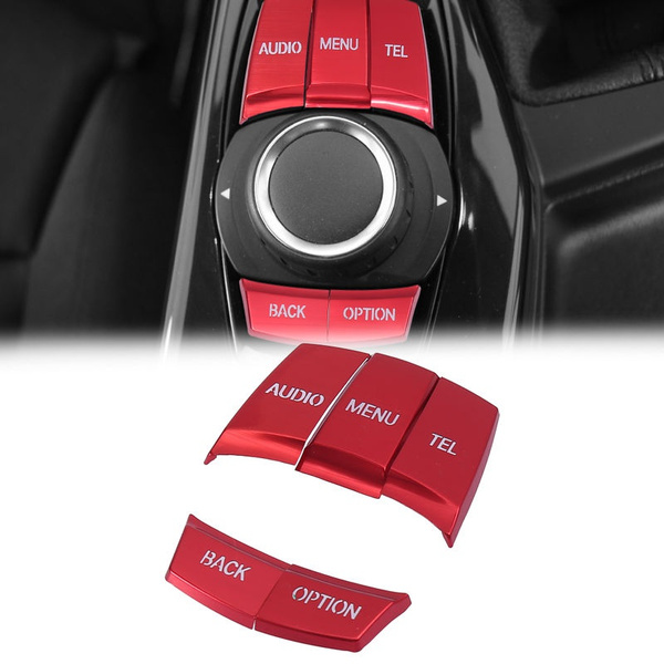 Red 5 Buttons Center Console Multimedia Controller Button Cover Trims ...