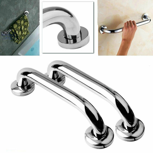 2x Stainless Steel Bathroom Safety Bar Handle Hand Rail Grab Support ...