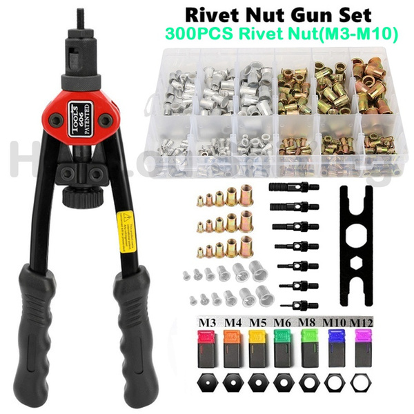 300PCS Rivet Nut+Labor-saving BT-606 Hand Threaded Rivet Nut Gun With ...