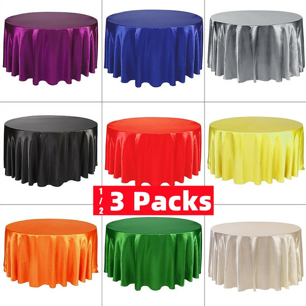 1/2/3pcs Solid Color Satin Tablecloth Table Skirt Round 145cm Table ...