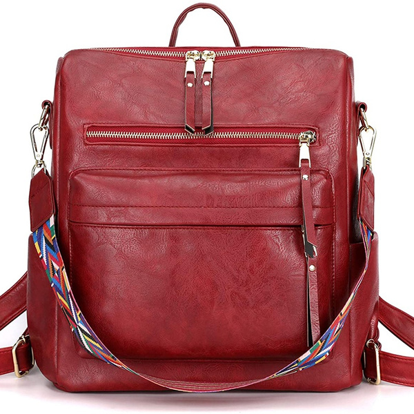 Women Backpack Purse Leather Vegan Convertible Ladies Rucksack Zipper ...