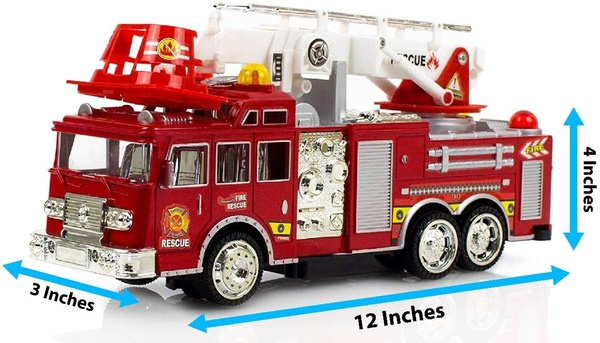Fire Truck Kids Toy with Extending Ladder & Lights & Siren Sounds Vocal ...