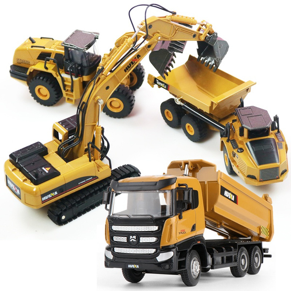 HUINA 1:50 Mobile Crane Mine Truck Bulldozer Diecast Metal Model ...