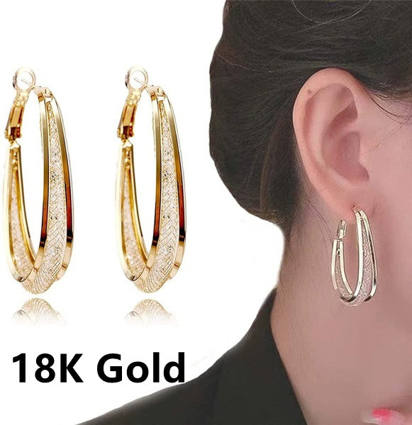 Fashion Prismatic Woven Mesh Oval Hoop Earrings Needle-Woven Mesh Frosted Dangle Earring Bridal ...