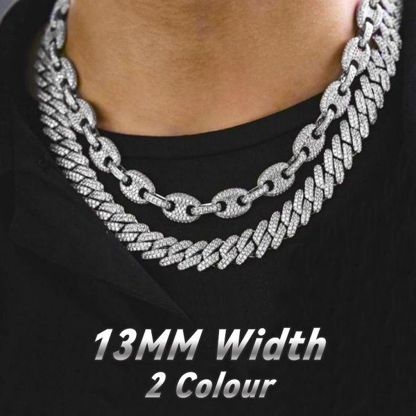 Hip Hop Necklace for Men Cuban Link Chain /Coffee Bean Chain 13MM Width ...
