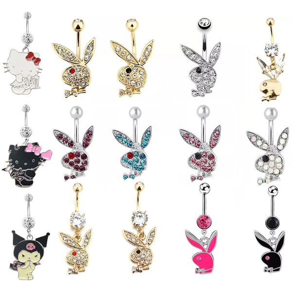 1PC Rabbit Creativity Belly Button Ring Navel Piercing Ring Cartoon Cat ...