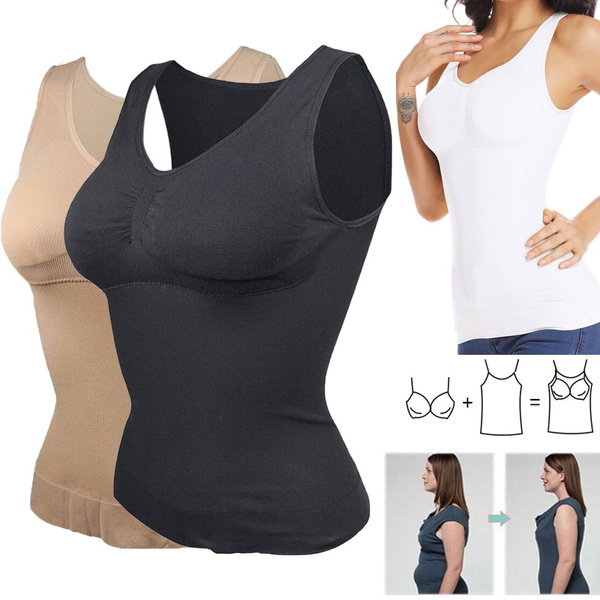 2022 New Women Shapewear Padded Tummy Control Tank Top Slimming ...
