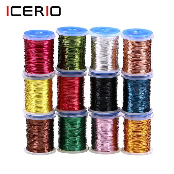 ICERIO 0.2mm Fly Tying Body Round Copper Wire Nymph Buzzers Midge ...