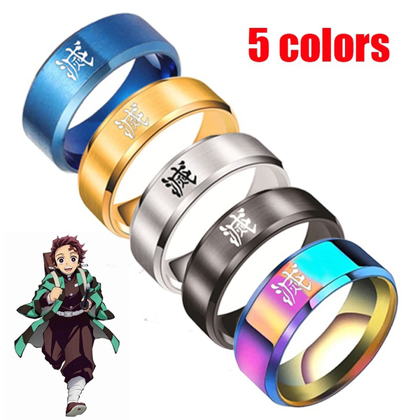 Anime Demon Slayer Ring Kimetsu No Yaiba Titanium Steel Ring for Adults ...