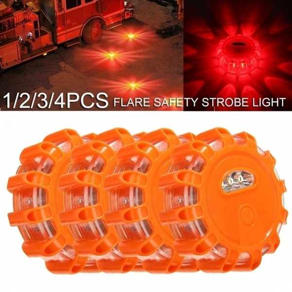 1/2/3/4Pcs LED Road Roadside Light Emergency Safety Flashing Beacon ...