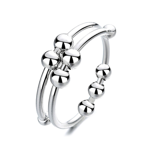1x Fidget Anxiety Rings for Women Adjustable Open Fidget Ring Set with ...