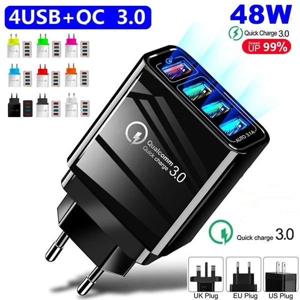 7Colors EU/US/UK Plug USB Charger Fast Charging 3.0 Mobile Phone Tablet ...