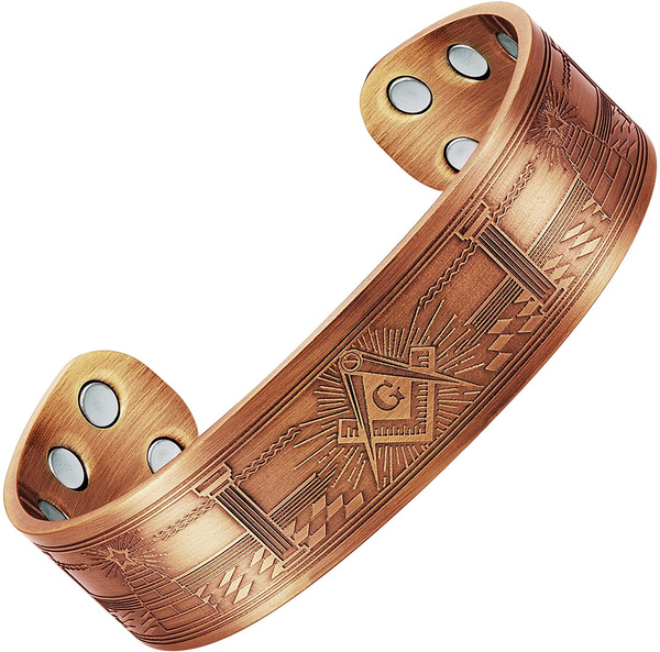 Masonic Pure Copper Magnetic Therapy Bracelet Bangle with Freemasonry ...