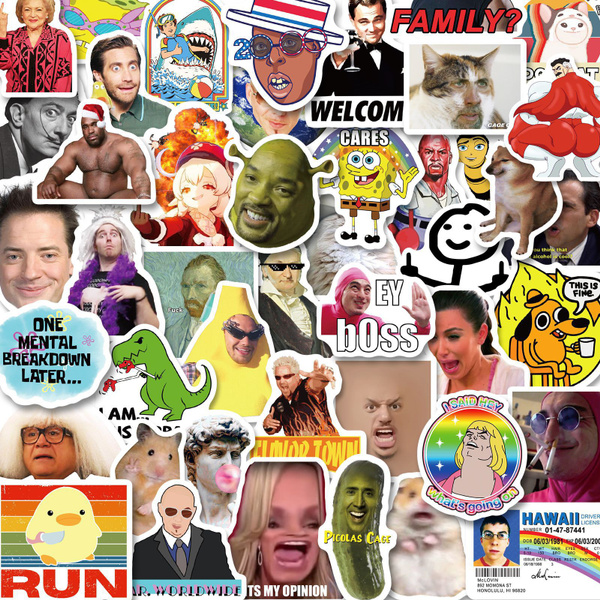 50pcs Funny Meme Stickers For Luggage Laptop Guitar Scrapbook Decor ...