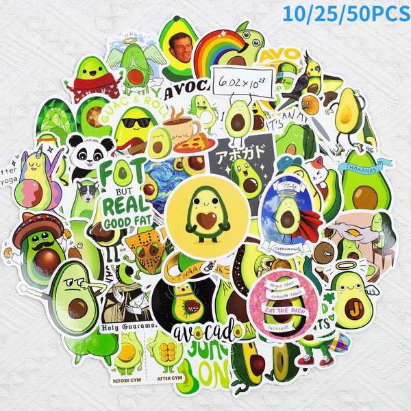 10/25/50Pcs Cartoon Cute Series Avocado Graffiti Stickers Kawaii Green ...