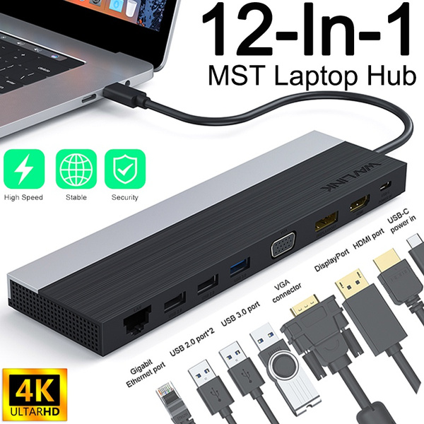 12 In 1 USB C MST Laptop Docking Station,triple Monitor Display Type C ...