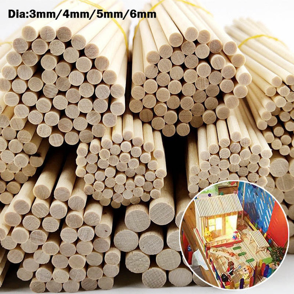 100pcs Round Wooden Stick for Crafts Food Ice Lollies and Model Making ...