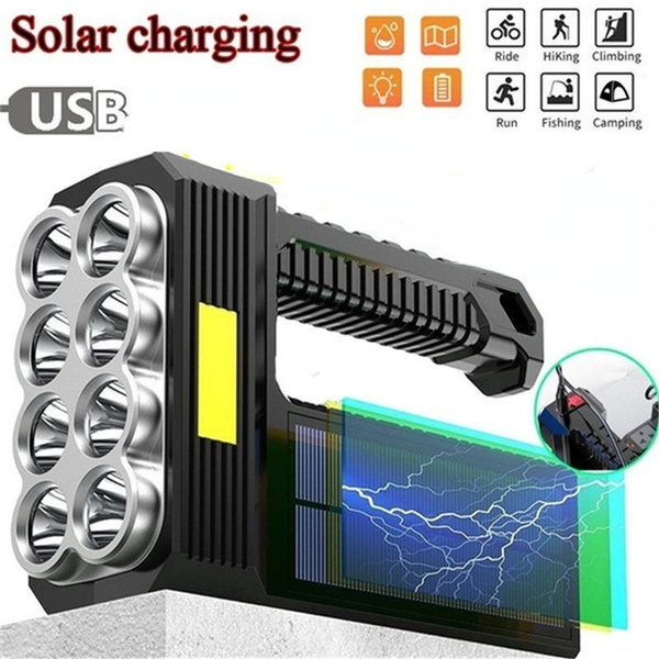 Solar Panel Charging Super Bright 6/8LED Tactical Flashlight ...
