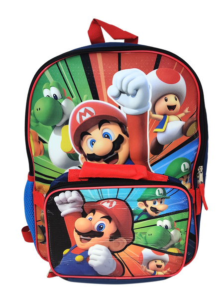 Super Mario Backpack 16" & Insulated Lunch Bag Detachable Luigi Toad | Wish