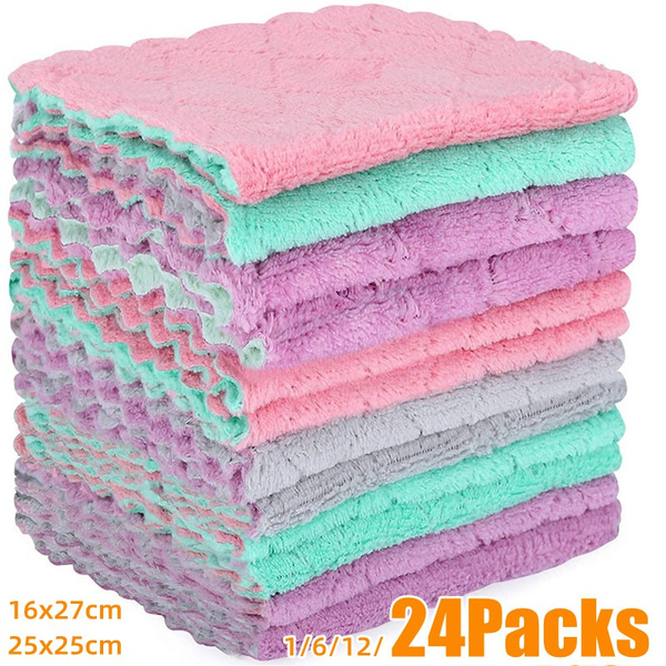 Microfiber Cleaning Cloth - 1/3/6/12/24 Pack Kitchen Towels - Double ...