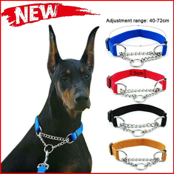 New Nylon Adjustable Pet Dog Collar P Chain Pet Training Iron Chain ...