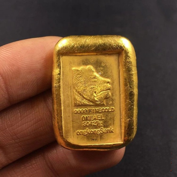 Antique Gold Ingot Hong Kong Two Gold Ingots Gold Ingot Copper Gilt ...