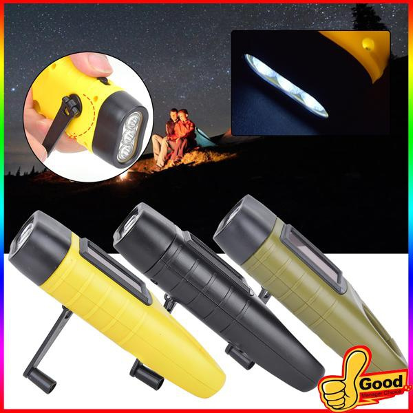Hand Crank Solar Powered Flashlight Rechargeable LED Flashlight ...