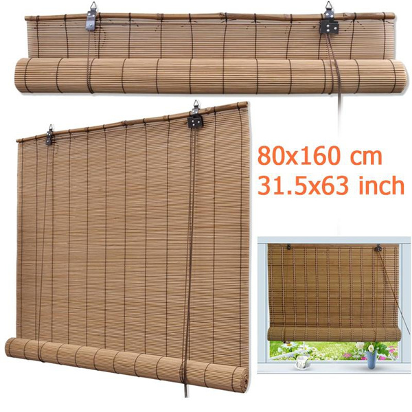 Window Roller Blind Bamboo Roll Up Blackout Sunshade Screen Sun Shade ...