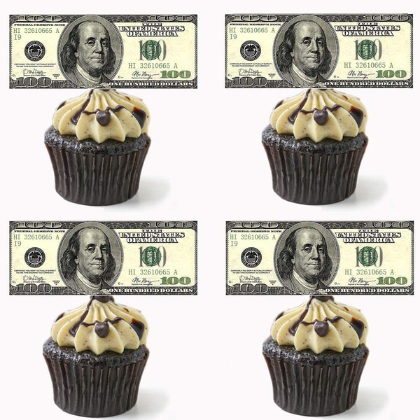 100 Dollar Bill Edible Cake Topper 20pcs, Edible Money Cake Cupcake ...