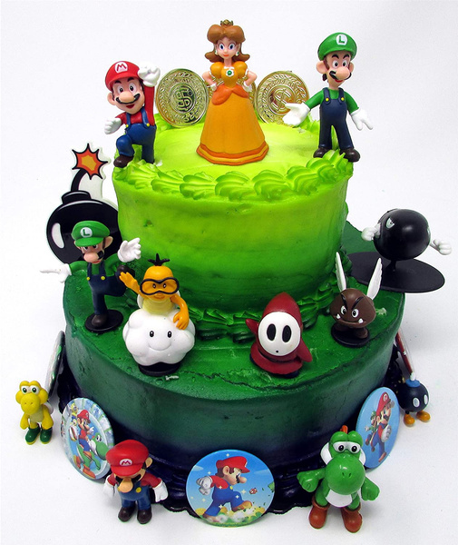 Mario Brothers Birthday Party 22 Piece Mario Birthday Cake Topper ...