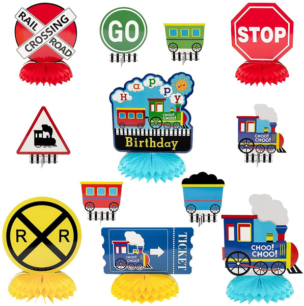 12Pcs Railroad Train Crossing Theme Honeycomb Centerpieces Party ...