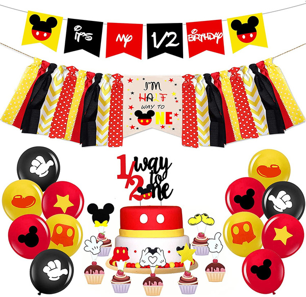 Mickey Mouse Half Birthday Decorations, Mickey Mouse Happy Birthday ...