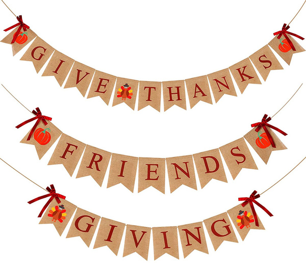 3 Pieces Burlap Give Thanks Banner Friends Banner Giving Banner ...