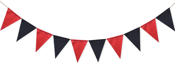 Pre-Strung Black and Red Triangle Flag Banner Garland for Graduation ...