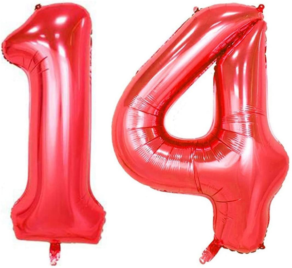 ZiYan 40inch Red Number 14 Balloon Party Festival Decorations Birthday ...
