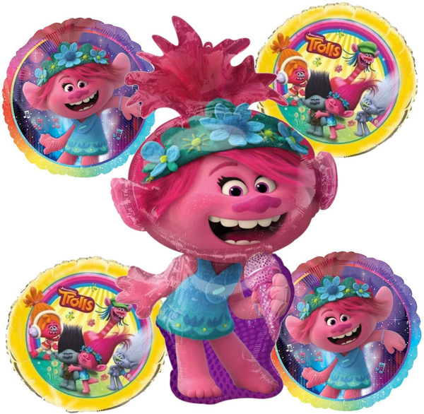 Trolls World Birthday Party Balloons - Set Of 5 Troll Balloon ...