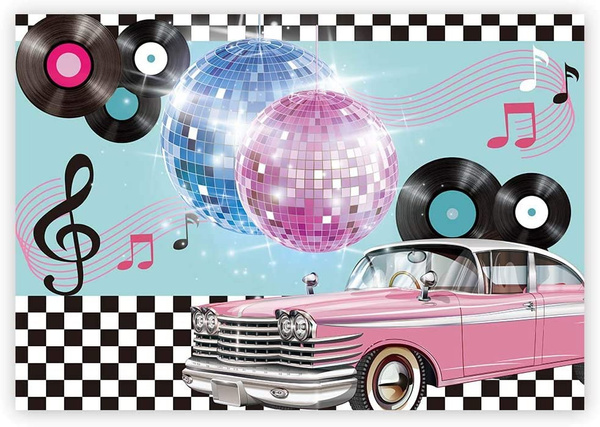 7x5ft 50s Retro Rock N Roll Diner Party Backdrop Car Sock Hop Dance ...