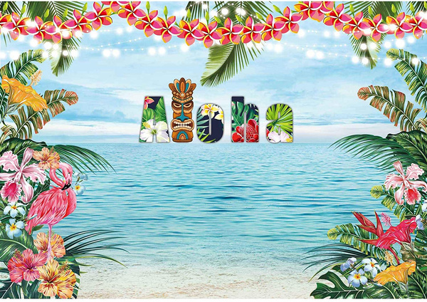 7x5ft Summer Aloha Luau Party Backdrop for Tropical Hawaiian Beach ...