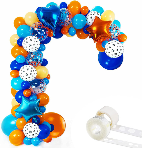 Sheepdog Party Balloon Garland & Arch Kit, Blue Orange Blush Paw Latex ...