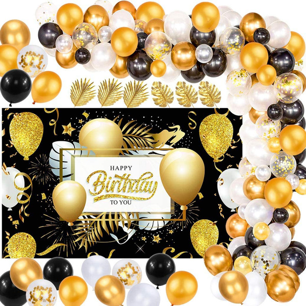 Birthday Party Decorations Backdrop Poster with Balloon Garland Arch ...