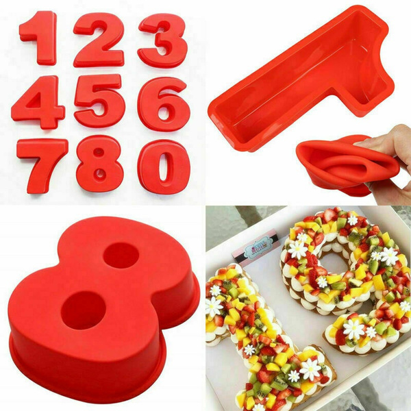 10 Inch Big 0-9 Number Moulds Baking Forms Silicone Cake Pan Number ...