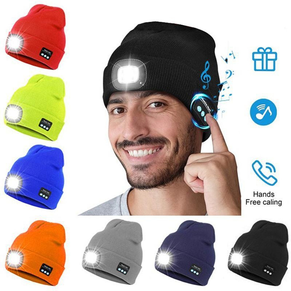 Upgraded LED Lighted Beanie Hat with Bluetooth,USB Rechargeable Hands ...