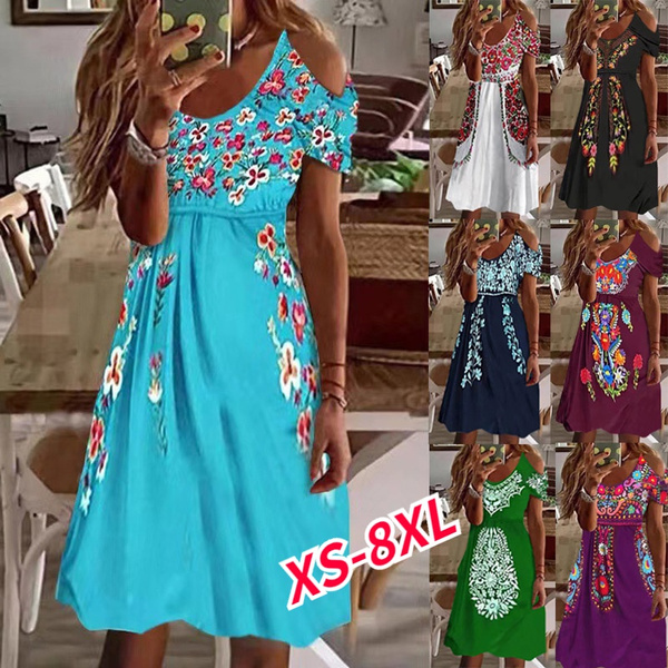 XS-8XL Womens Summer Smooth and Comfy Dress Fashion V-neck Short Sleeve ...