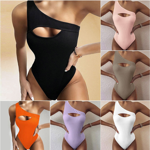Swimsuit 2022 New Sexy Bikini Solid One Shoulder Swimwear Female